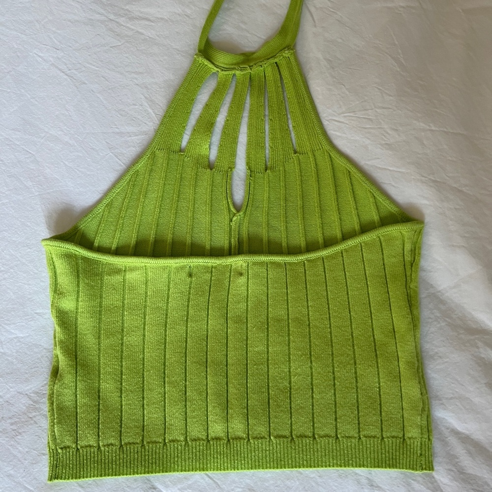 Lulus Style Strike Lime Green Ribbed Knit Cutout Crop… - Gem